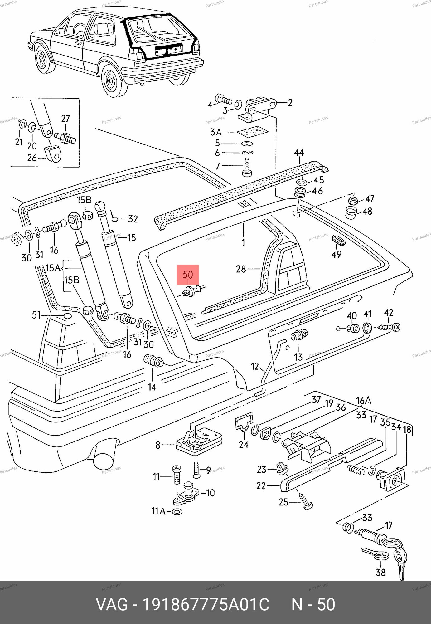 Держатель крышки VAG 191867775A01C, для VW, Audi, Skoda, Seat