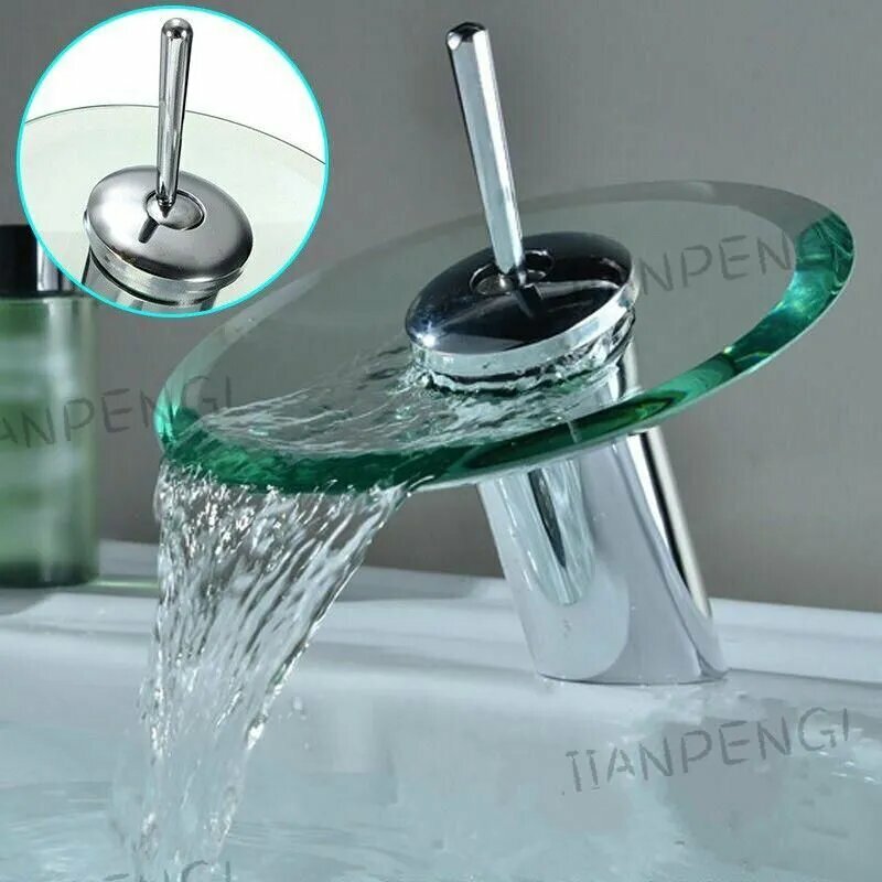 KNOW EASY-Смеситель для раковины в ванной комнате, водопад, нержавеющая сталь, стекло, вращается на 360 градусов