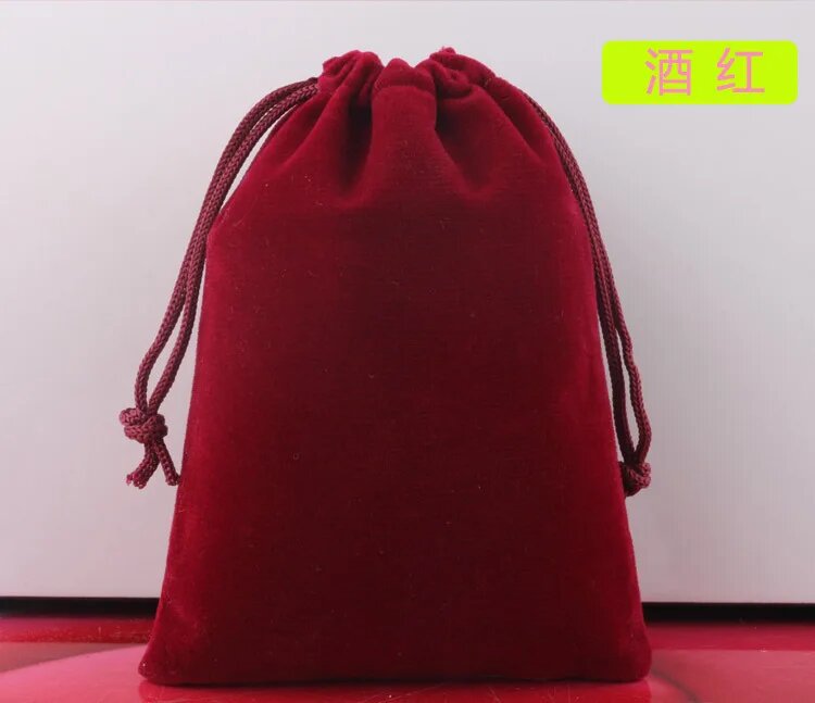 Набор из 10 бархатных мешочков для подарков Wusmart бордовый, 8x10cm