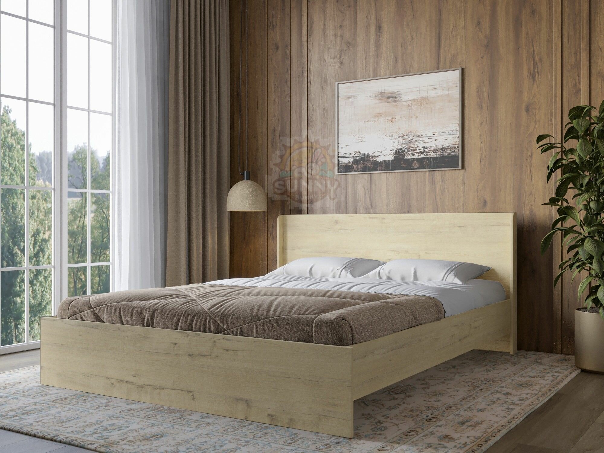 Двуспальная кровать Sicilia 180х190 см, (матрас-sleep FLEX S), ортопедическое основание, ЛДСП (Бунратти)