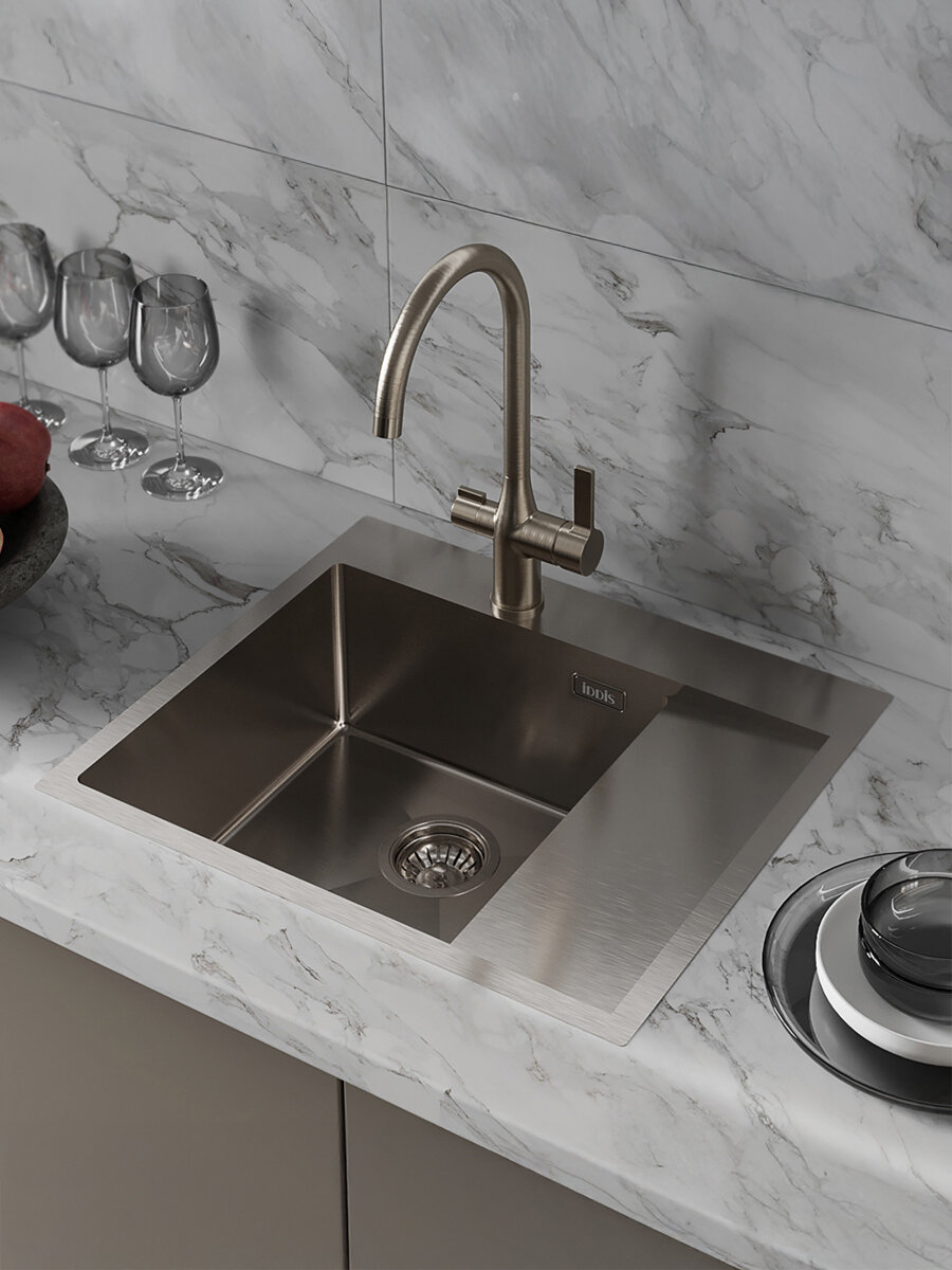 Мойка IDDIS Haze HAZ59SLi77 нержавеющая сталь сатин чаша слева 590*510