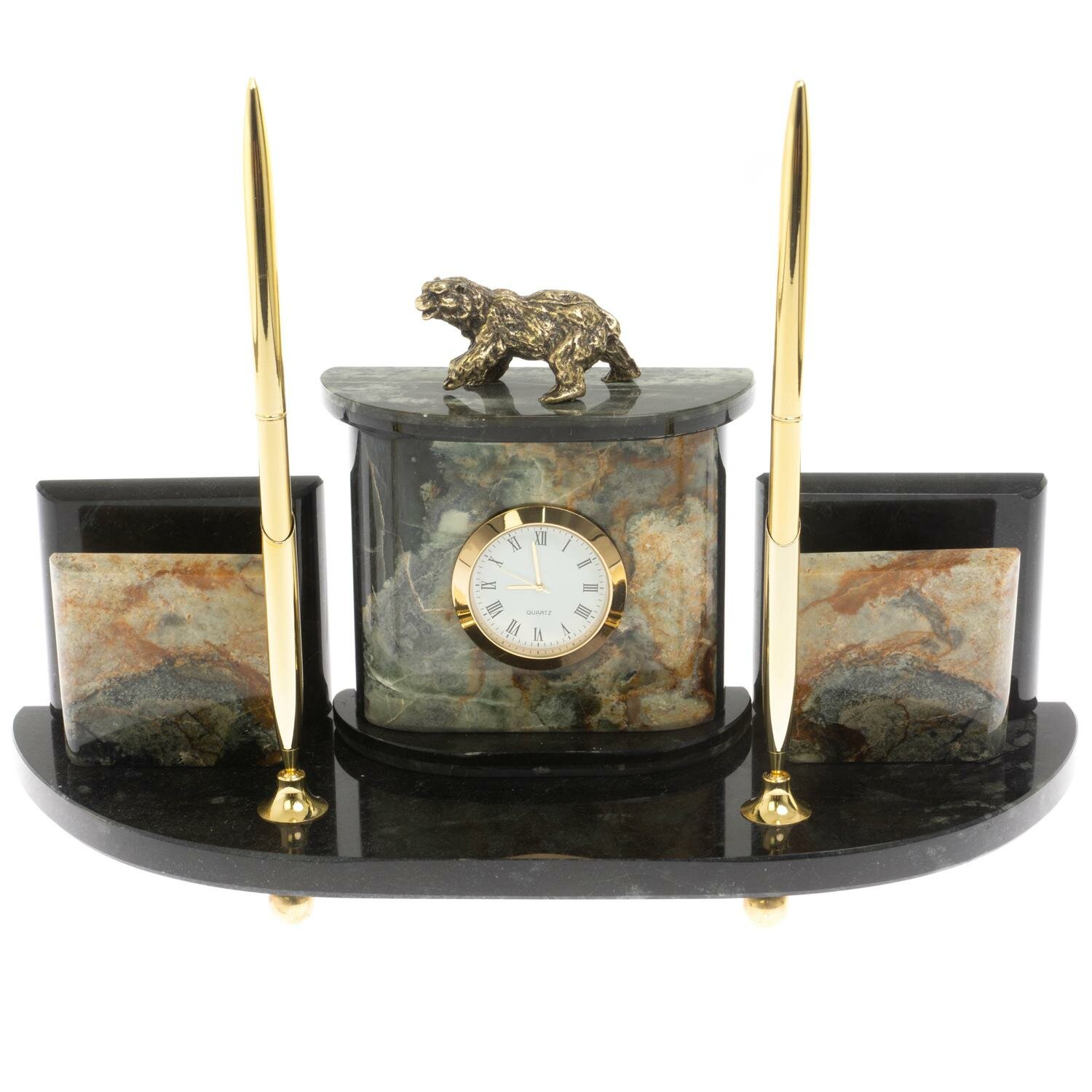 Настольный прибор "Медведь" из офиокальцита 129710