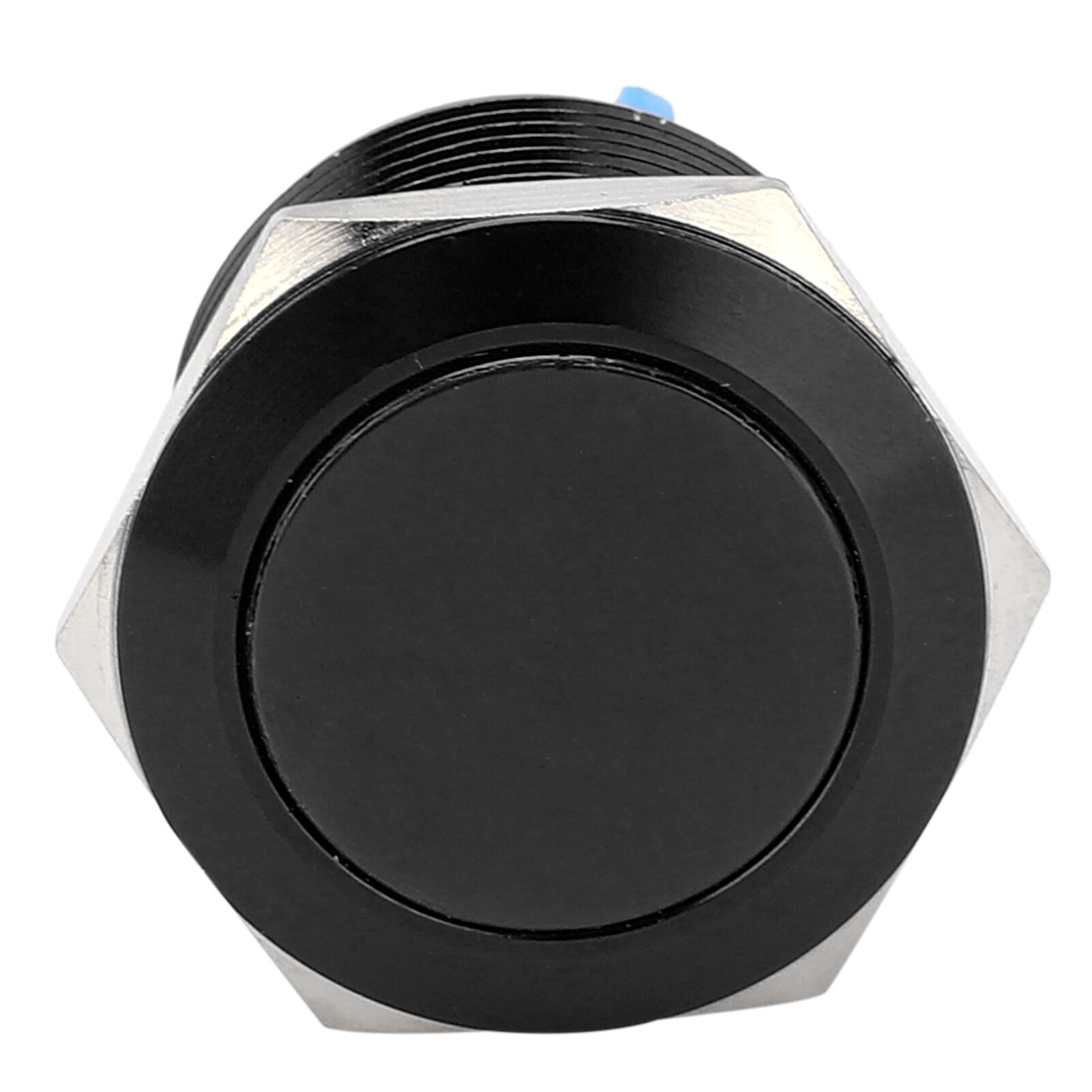 Метallic Push Button Switch Flat Head Full Oxidation SelfReset Jog Screw Foot Power Control 19mm Black, Normally , Waterproof, No Light, 2 Terminals, 1 шт.