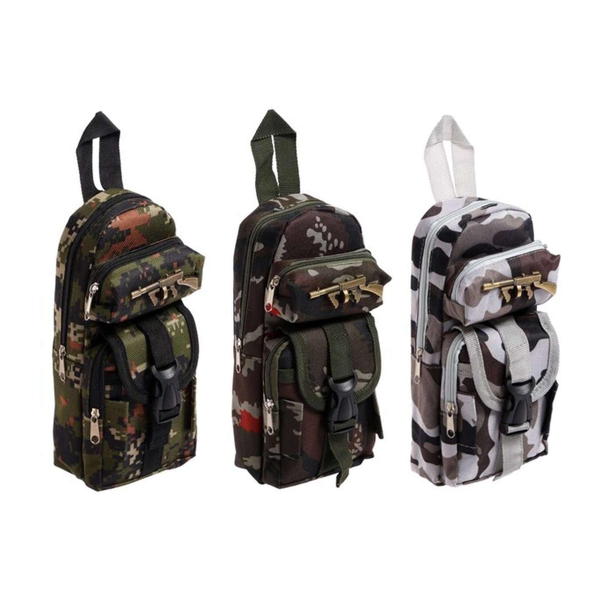 Пенал школьный "Рюкзачок-милитари", на молнии, 2 отделения, микс