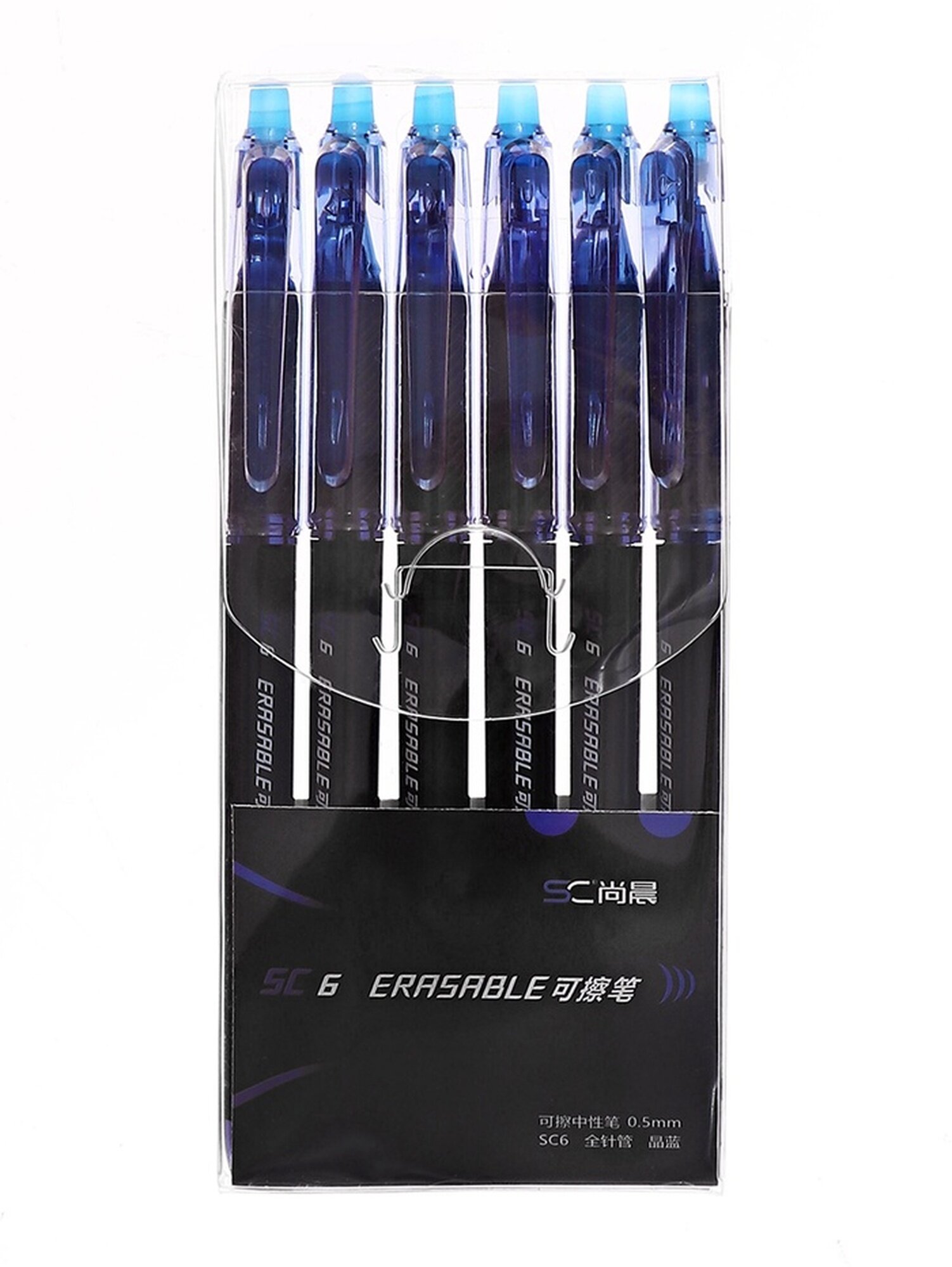 Ручка гелевая автомат стираемые чернила, 0,5 мм, стержень синий, резин. держ, корпус Черный 10717