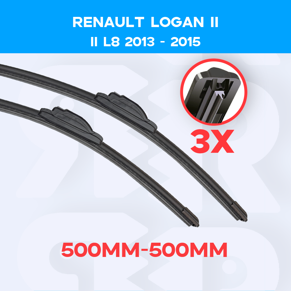 Дворники для (Рено Логан) Renault Logan II L8 2013-2015 (500мм-500мм) комплект 2 шт.