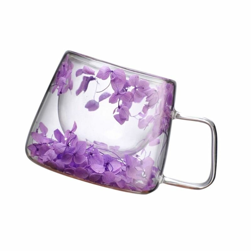 Двойной стакан с настоящими цветами, 200 мл-фиолетовый