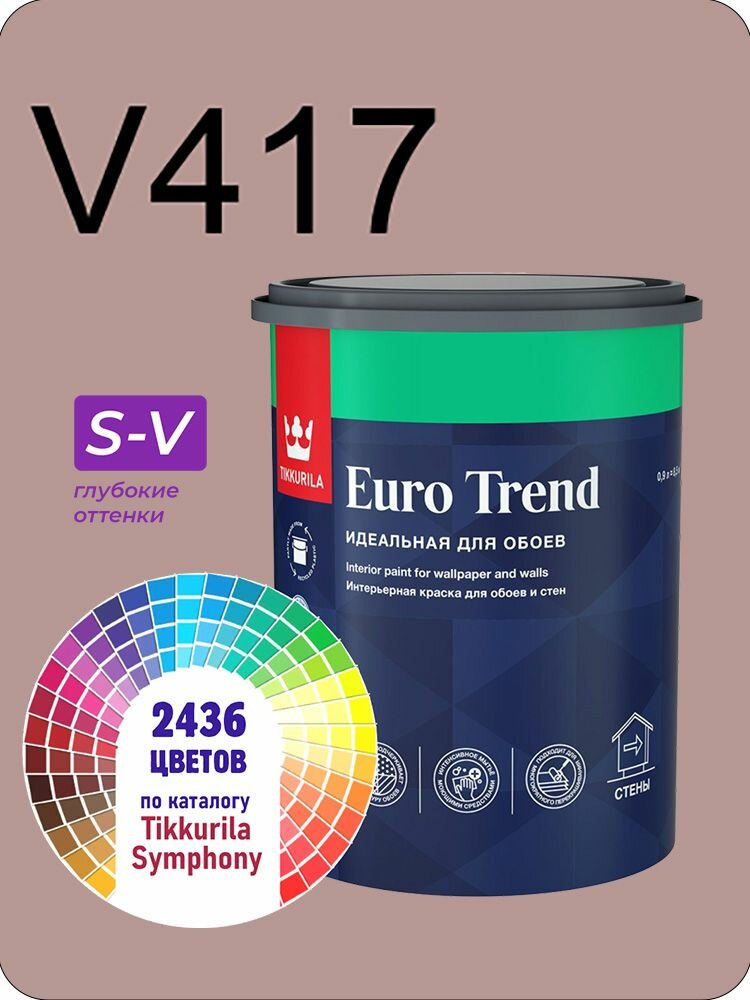 Краска для обоев Tikkurila Euro Trend 0,9л. глубокие оттенки V417