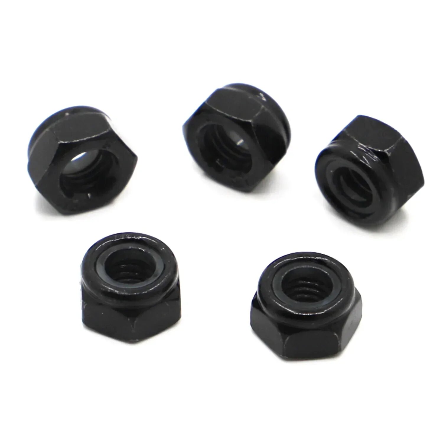 1 ~ 50 шт. DIN985 M2 M2.5 M3 M4 M5 M6 M8 M10 M12 M16 Черная углеродистая сталь Шестигранные нейлоновые самоконтрящиеся гайки Контргайка Стопорная гайка
