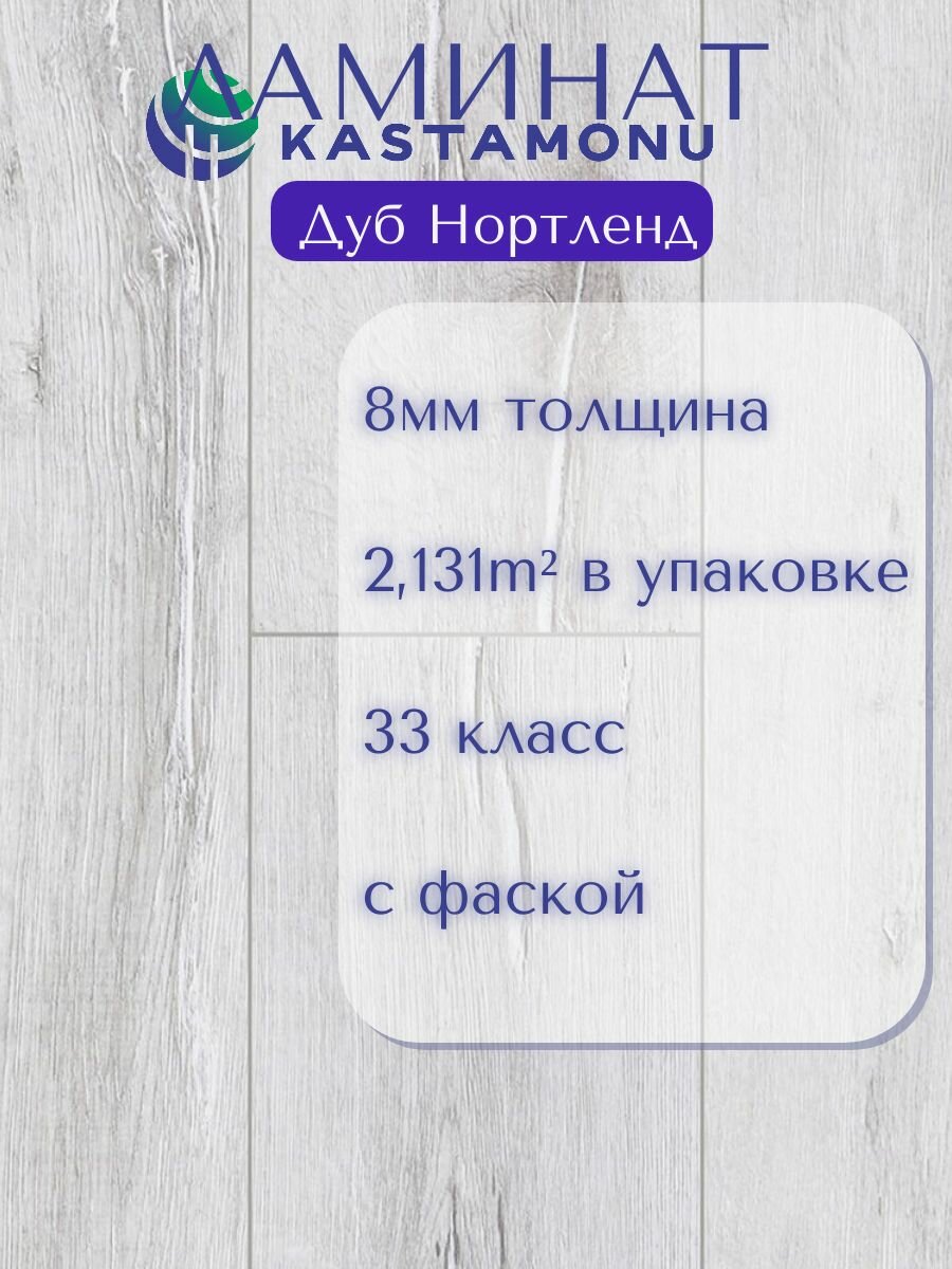 Ламинат Kastamonu Floorpan BLUE Дуб Нортленд 8/33 c фаской 2.153м2/уп.