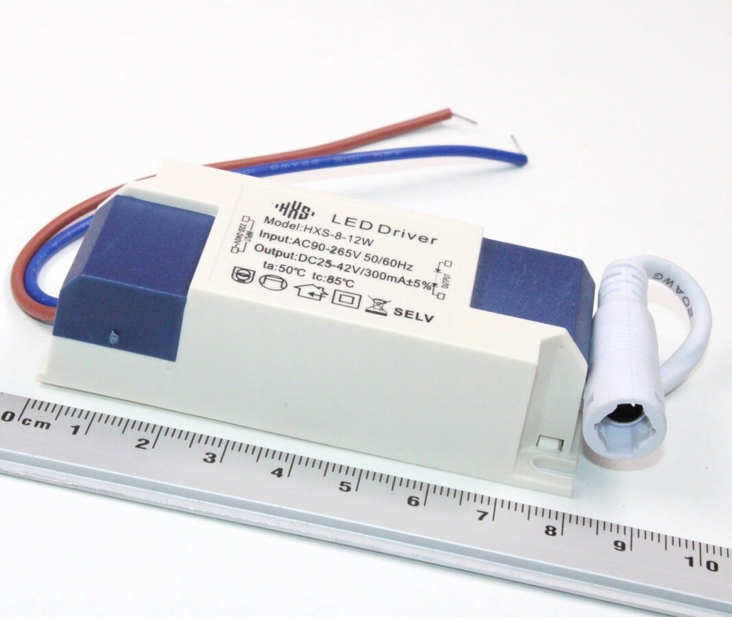 25-42VDC, 300mA, вх.90-265VAC, 12W HXS-8-12W PS12, Драйвер тока, 75x32x23мм