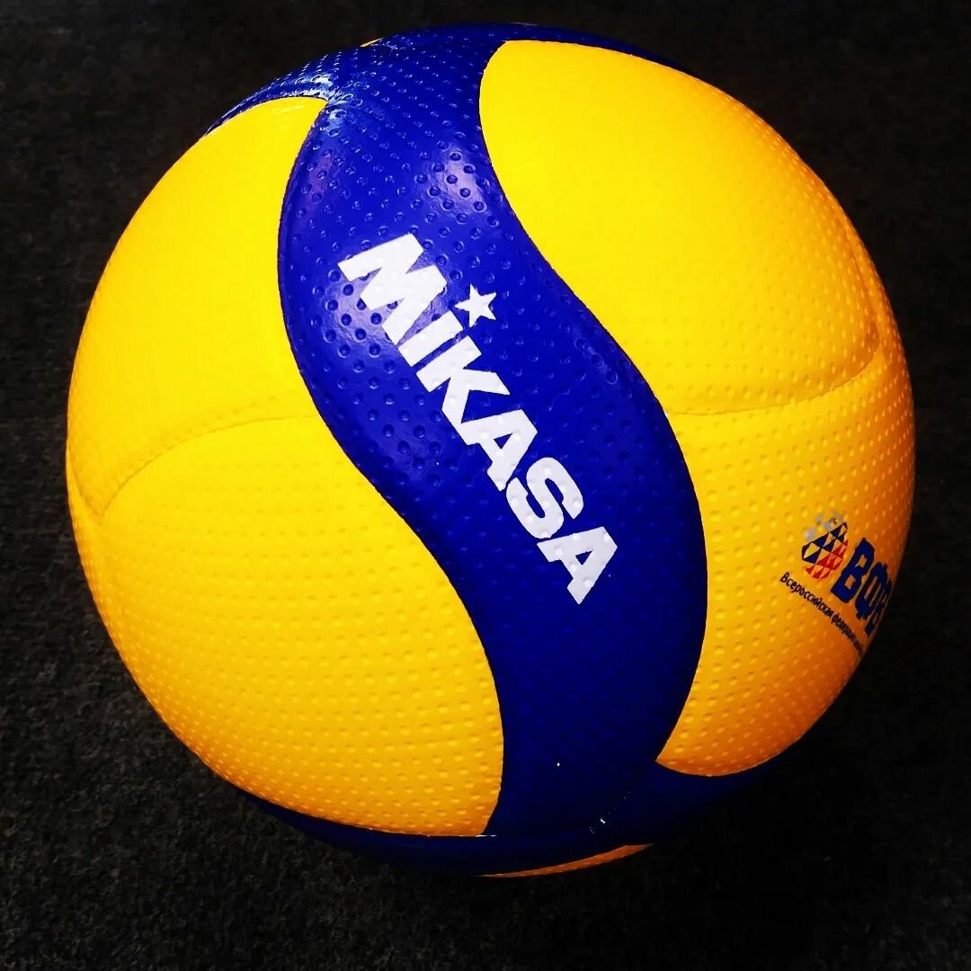 Мяч волейбольный Mikasa V300W, р.5, FIVB Appr, синт. кожа (микрофибр), 18пан, клееный, бут. кам, желт-син