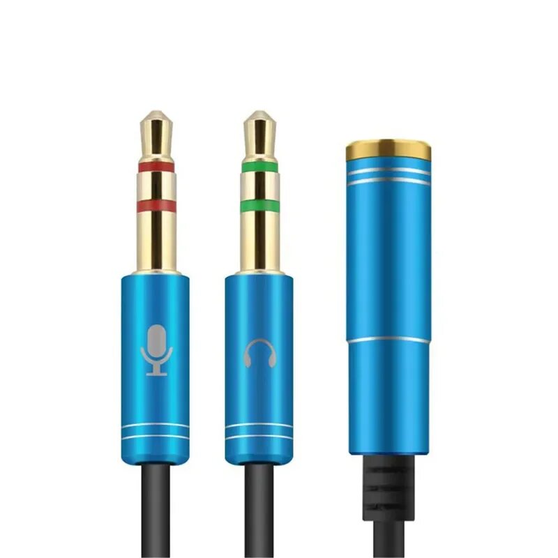 Аудиокабель разветвитель 3,5 мм 1 к 2 AUX черный Blue