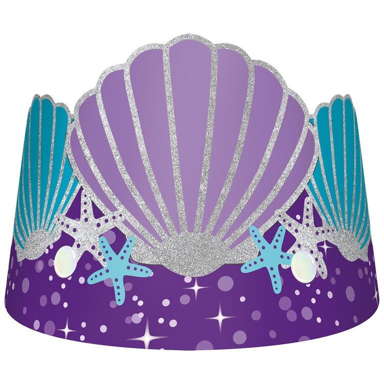 Набор декоративных корон КНР Русалка, бумажные, на резинке, 8 шт