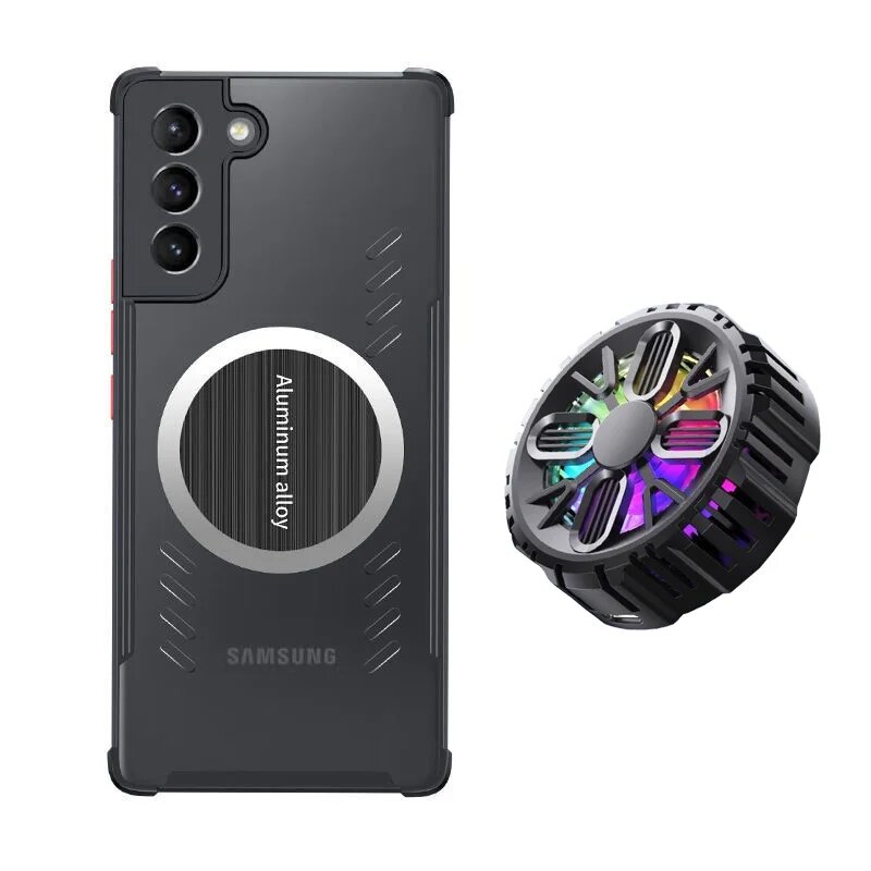 Чехол для Samsung S22, оболочка из алюминиевого сплава для отвода тепла, оболочка для Galaxy S22, графитовый охлаждающий чехол с охлаждающим вентилятором 2 in 1, For Samsung S22