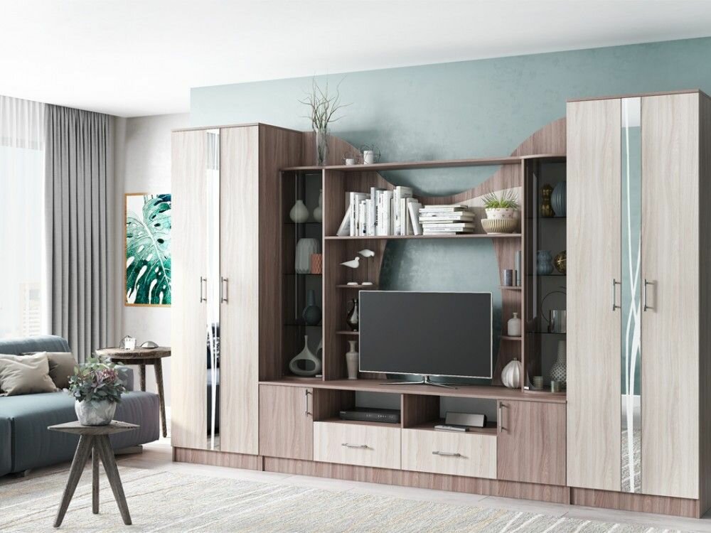 Гостиная Гамма-15 ЛДСП ясень шимо светлый / ясень шимо темный (Регион 058)