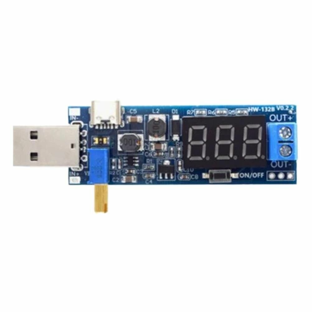 Повышающий/понижающий модуль питания DC-DC 1.2В-24В, вольтметр, 5А. Micro/Type-C/USB вход
