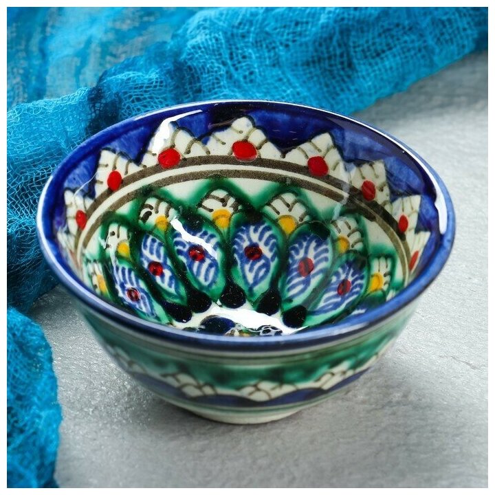 Пиала малая коньячная "Риштанская керамика",100 мл узбекская посуда с узором