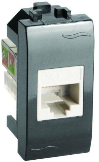 Розетка компьютерная Dkc 1-м СП 1мод. Brava RJ45 кат.5E черный, 77654N