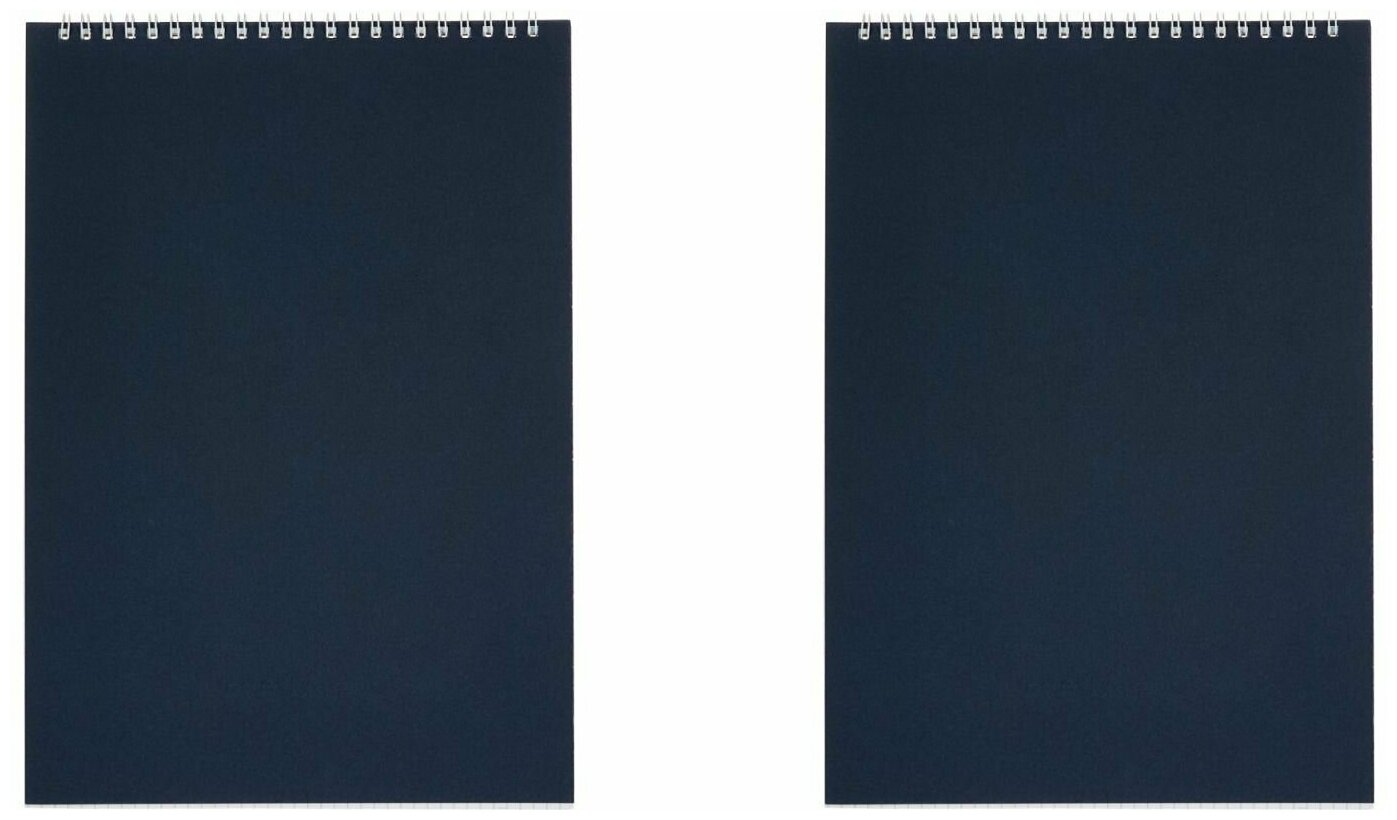 Альт Блокнот на спирали А4, 60л, синий картон , для логотипа, клетка, 2шт