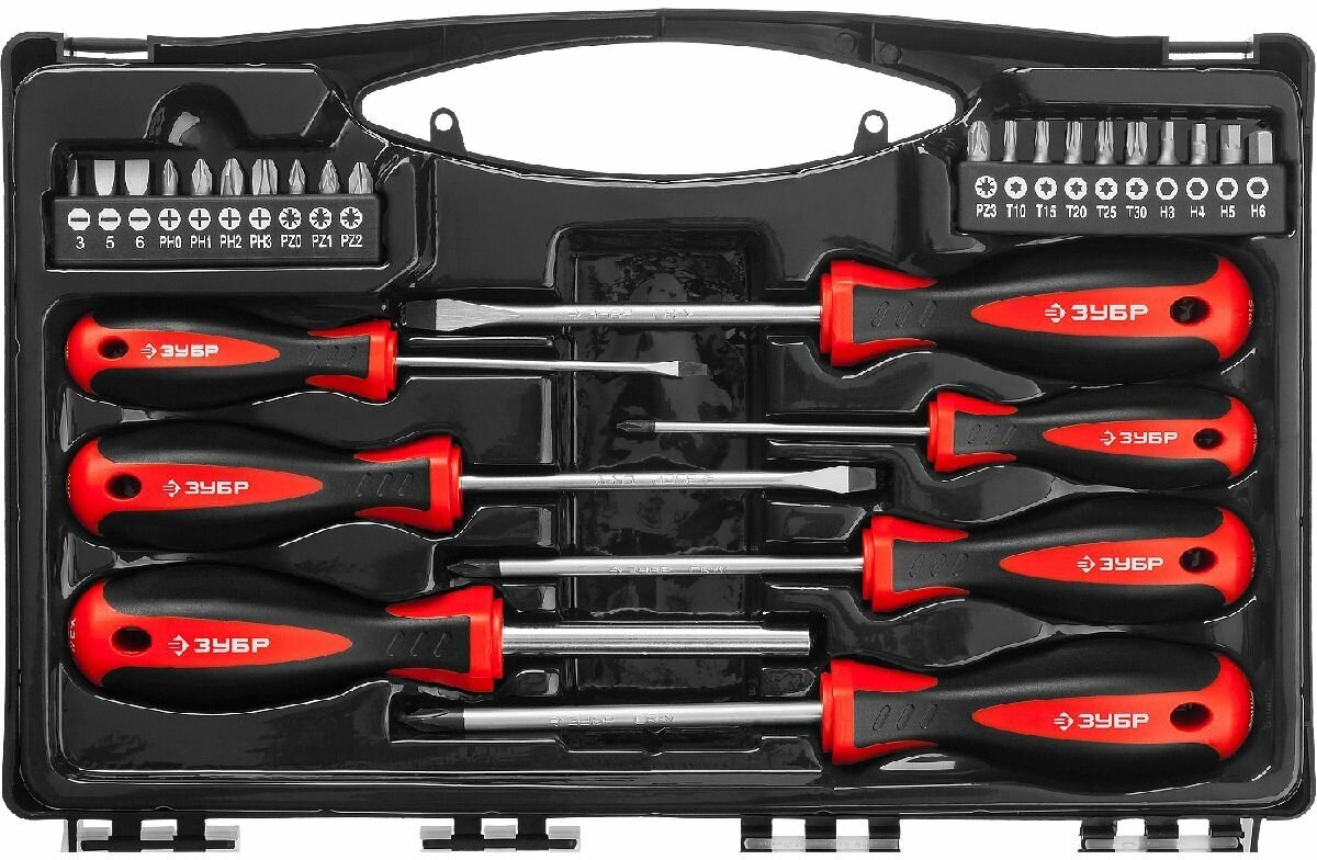 Набор отверток с насадками ЗУБР Универсал-27 27 предметов Cr-V магнитный наконечник кейс
