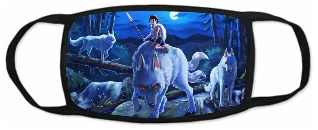 Маска на лицо Принцесса Мононоке, Princess Mononoke №8, Взрослая - 20 на 12, 5 см