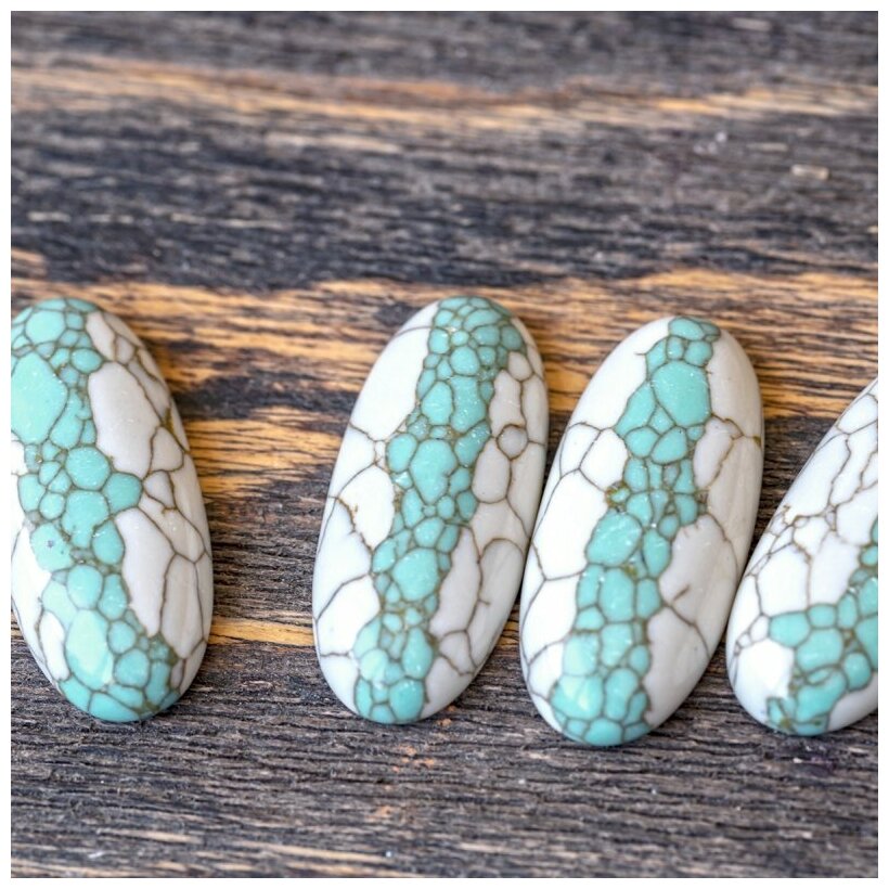 Кабошон Бирюза Синтетическая 2 шт, овал, цвет микс, размер 30.5x13.5x6 мм