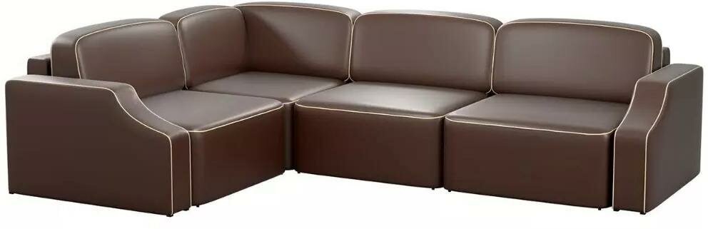 Угловой диван Триумф Лонг Коричневый Экокожа Левый, еврокнижка, 320х220х68 см, с ящиком для белья