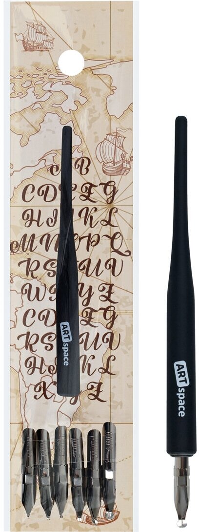 3 шт. Держатель в комплекте с каллиграфическими перьями ArtSpace, круглые наконечники, 6шт