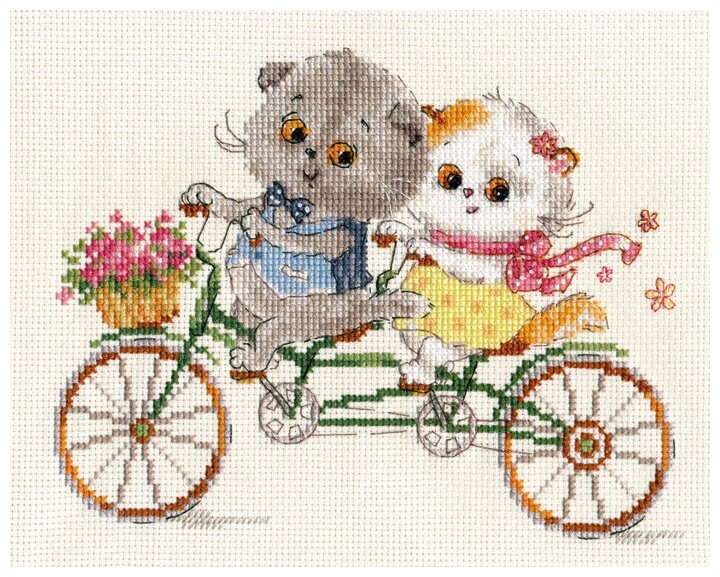Набор для вышивания крестом Алиса "Басик и Ли-ли" 0-178, 20х15 см с комплектом качественных цветных ниток мулине, хлопковой канвой, удобной иглой, подробной схемой и инструкцией для вышивания картины крестом