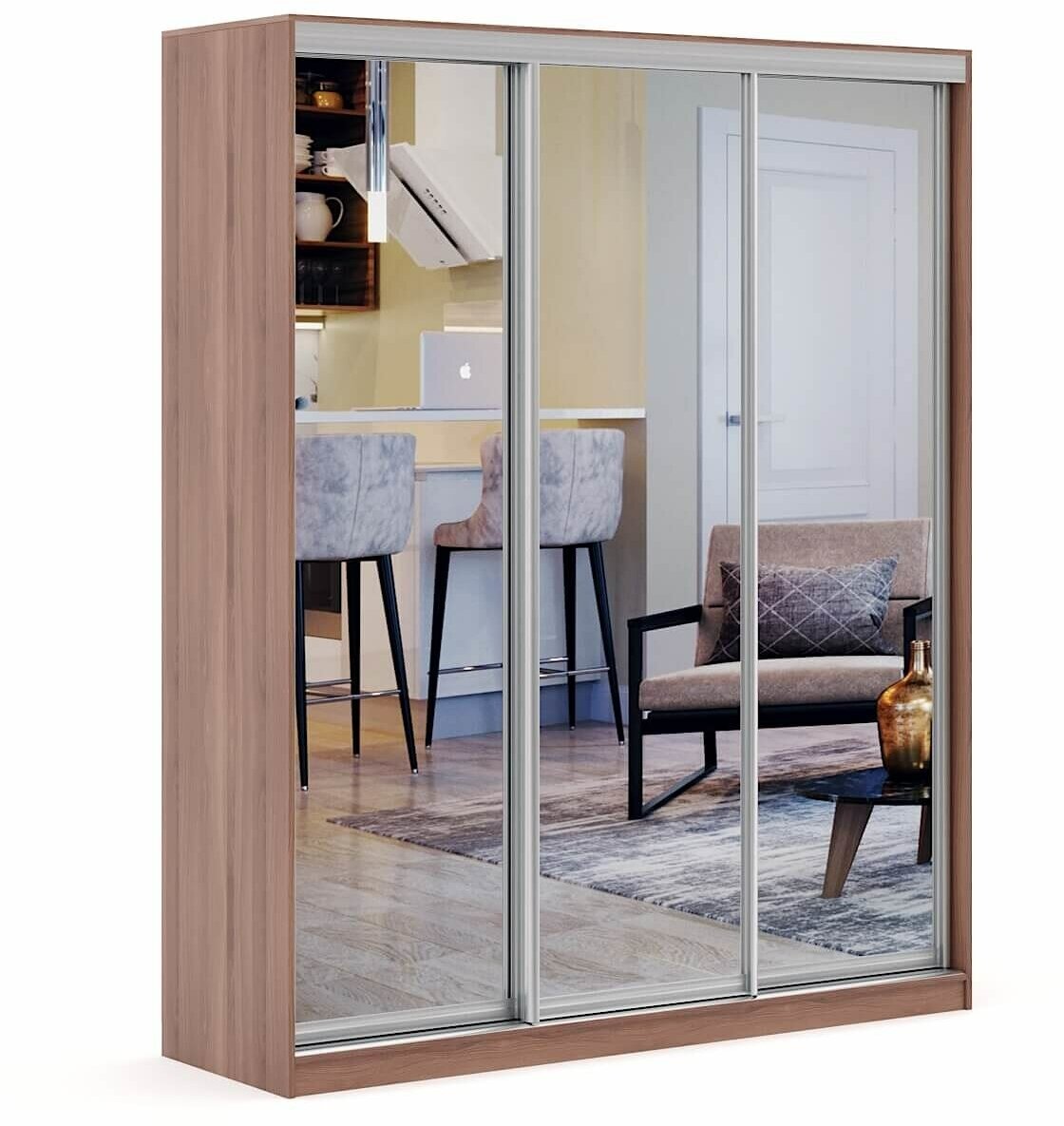 Шкаф-купе Версаль 3-202d ясень шимо темный современный современный для прихожей и спальни