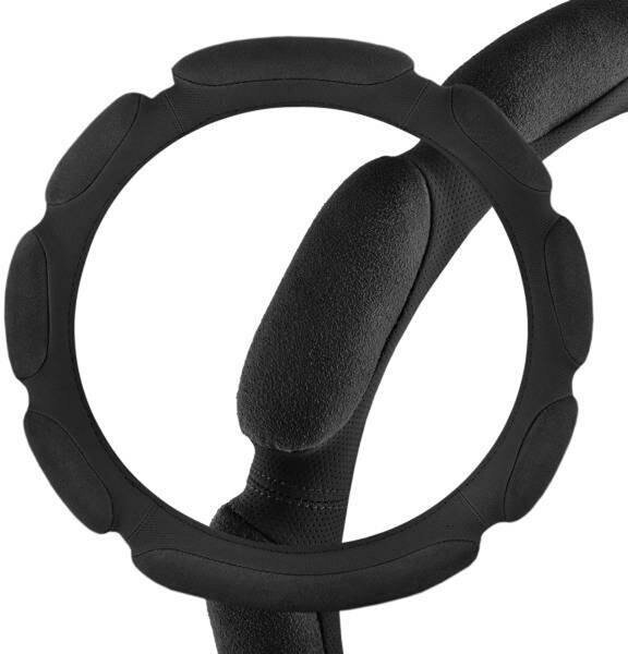 Оплётка руля SKYWAY замша 8 подушечек Черная ECO (L)