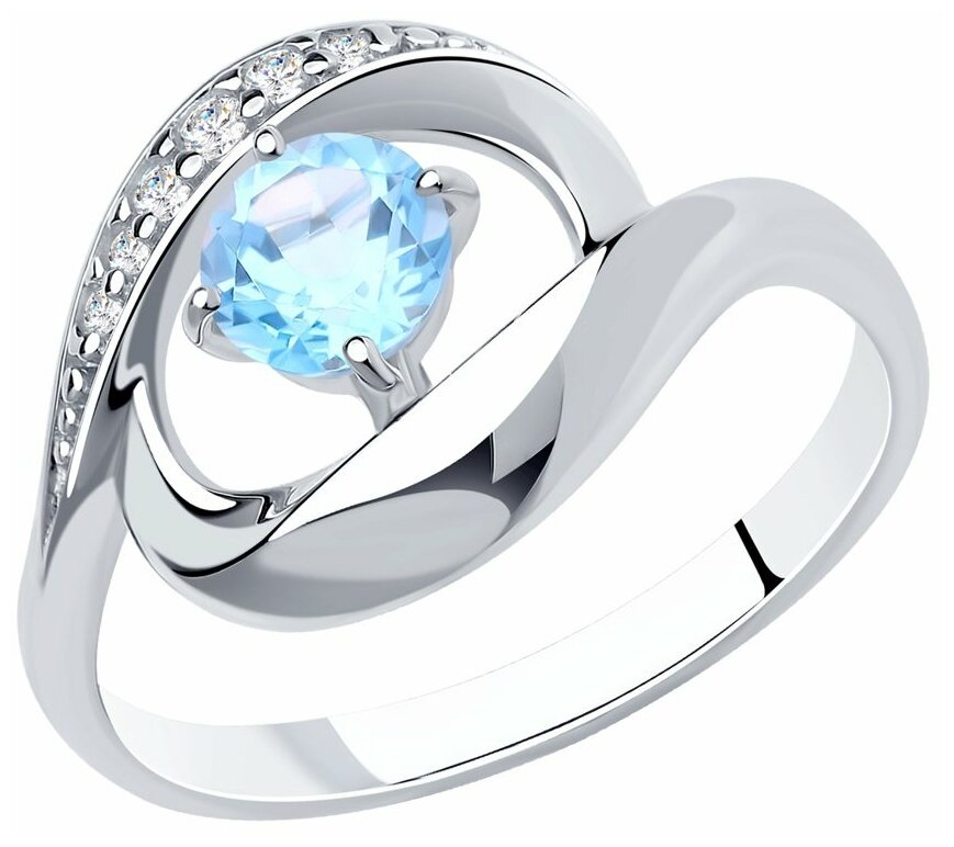 Кольцо, серебро, 925 проба, родирование, топаз