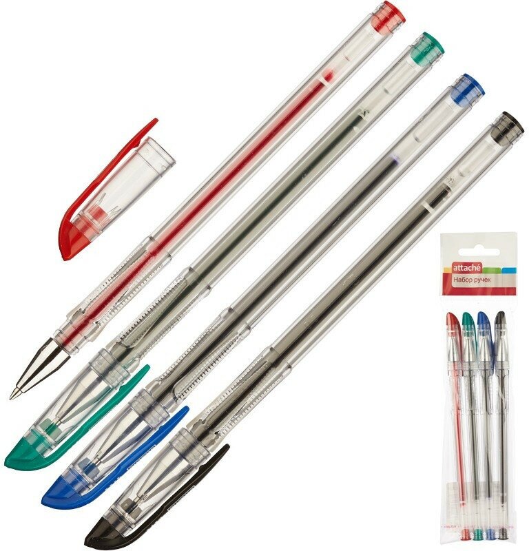 Набор гелевых ручек Attache City 4 цвета (толщина линии 0.5 мм) 131241