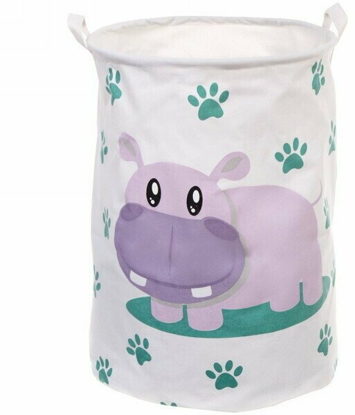 Корзина для игрушек с ручками, корзина для белья, для хранения вещей "Бегемотик", круглая 50х40х40см