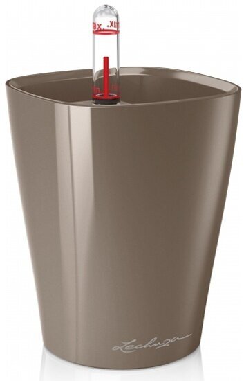 Кашпо с автополивом Lechuza MINI-DELTINI серо-коричневый блестящий 0,4л