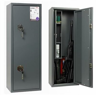 Оружейный шкаф ONIX Калибр, два ключевых замка, трейзер, на 2 ствола, серый