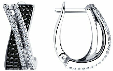 Серьги, серебро, 925 проба, родирование, фианит