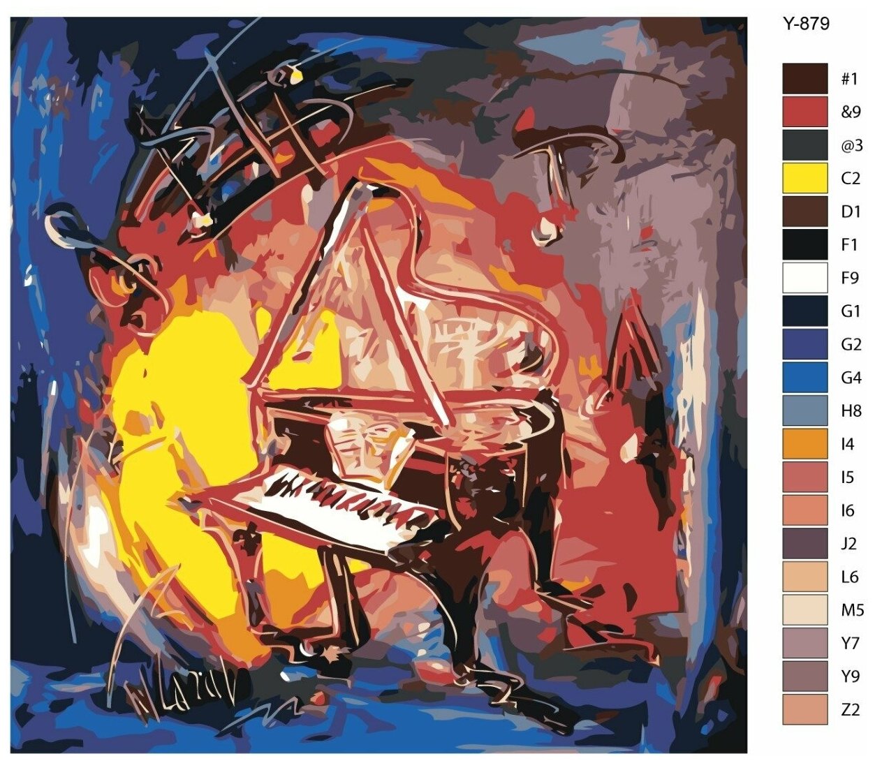 Картина по номерам Y-879 "Фортепиано в танце нот" 40х40