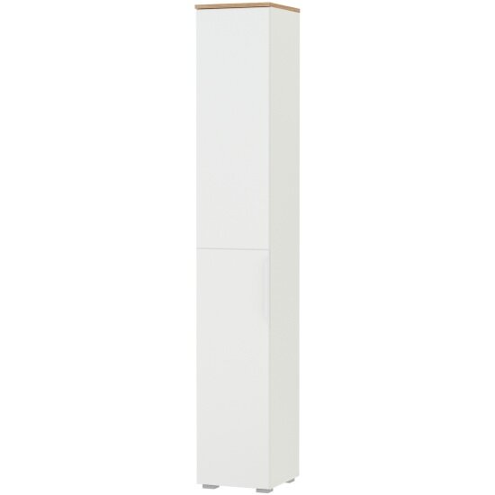 Шкаф-пенал Mobi Октава 13.228 цвет белый шагрень/дуб крафт золотой/фасады МДФ белый шагрень, ШхГхВ 32,2х35,3х197,6 см, универсальная сборка