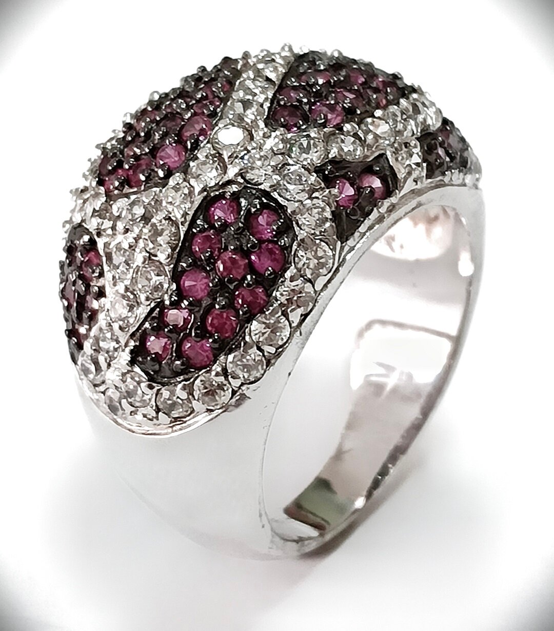 Перстень, серебро, 925 проба, родирование, фианит