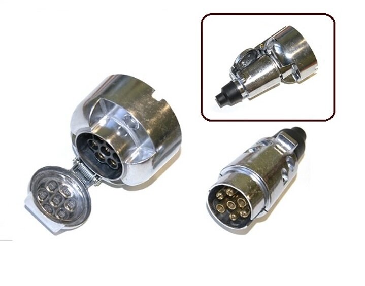 Маякавто. Разъём для прицепа (7 контактов, силуминовый). Вилка, розетка. M3401