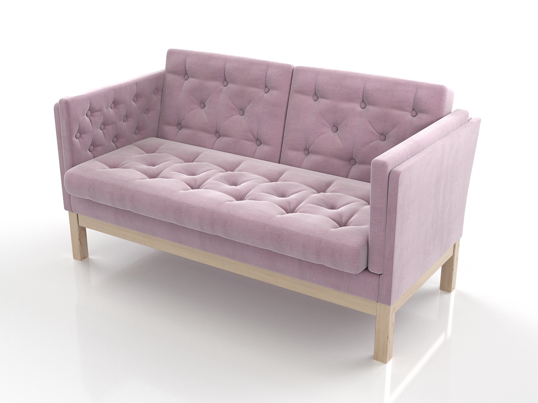 Маленький диван Arsko Айверс-М розовый, велюр, в гостиную, в прихожую, на балкон, скандинавский лофт