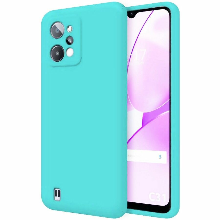 Силиконовая накладка Silky soft-touch для Realme C31 бирюза