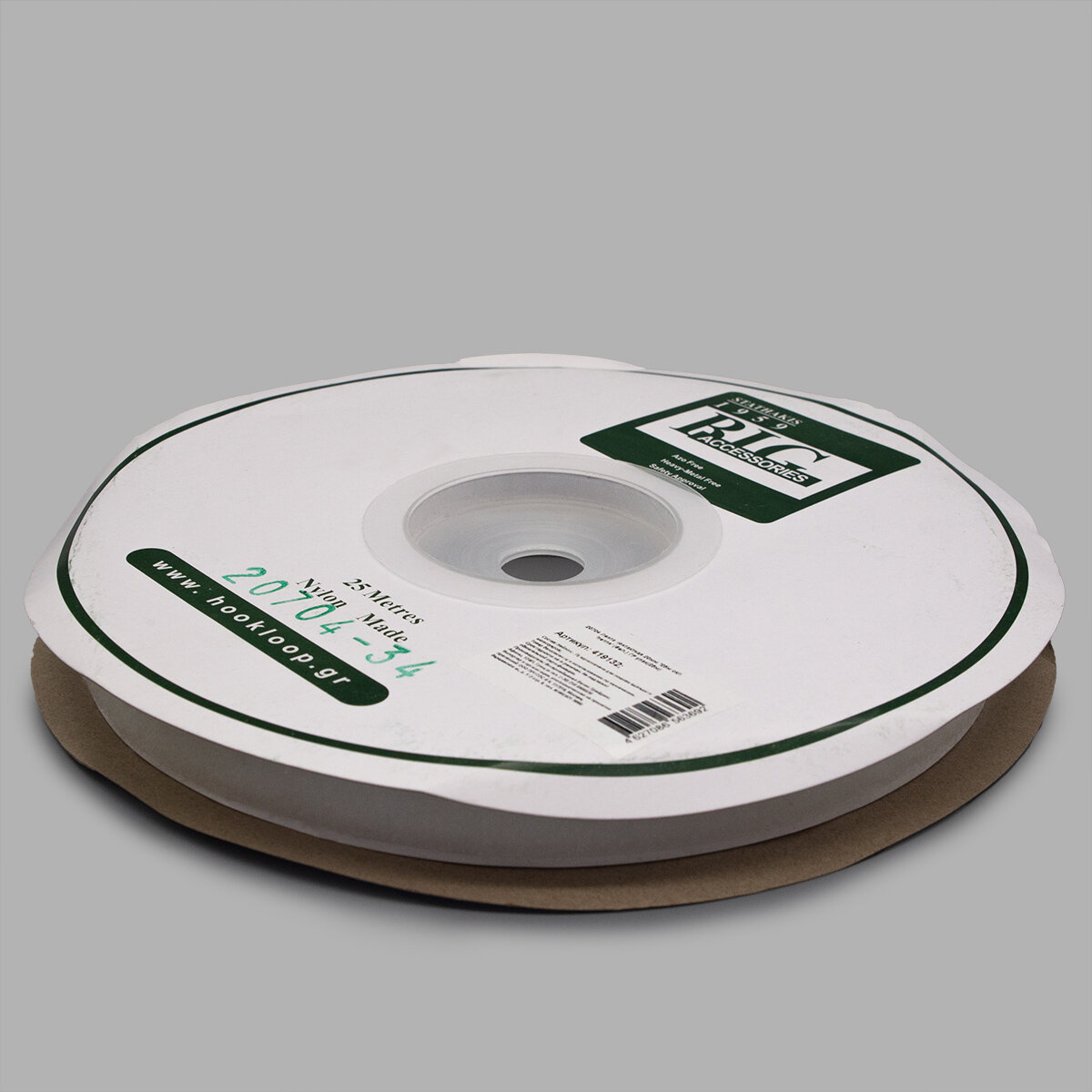 Липучка самоклеющаяся на клеевой основе, сторона 'петля', лента 25м*20мм, белая, Протос