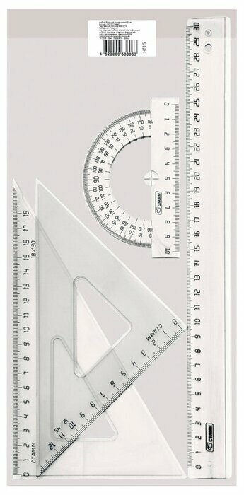 Набор линеек геометрический " ", 4 шт, прозрачный