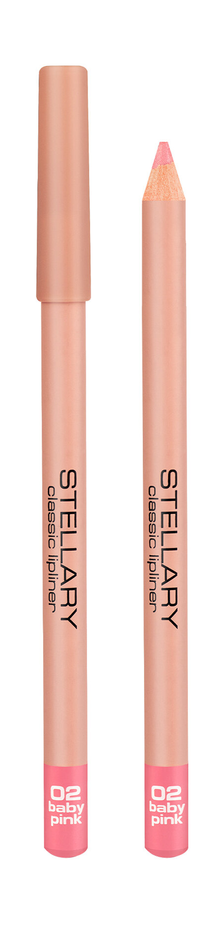 STELLARY Карандаш для губ Lipliner, деревянный корпус, 1.35 г, 02 Розовый