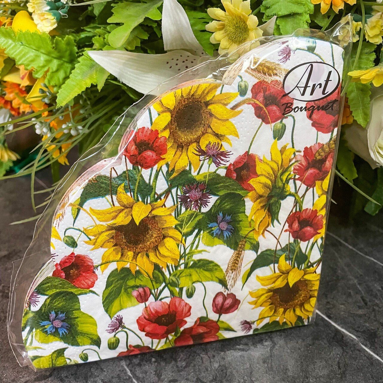 Салфетки Desna "Солнечный Букет", круглые, разноцветные, диаметр 32 см