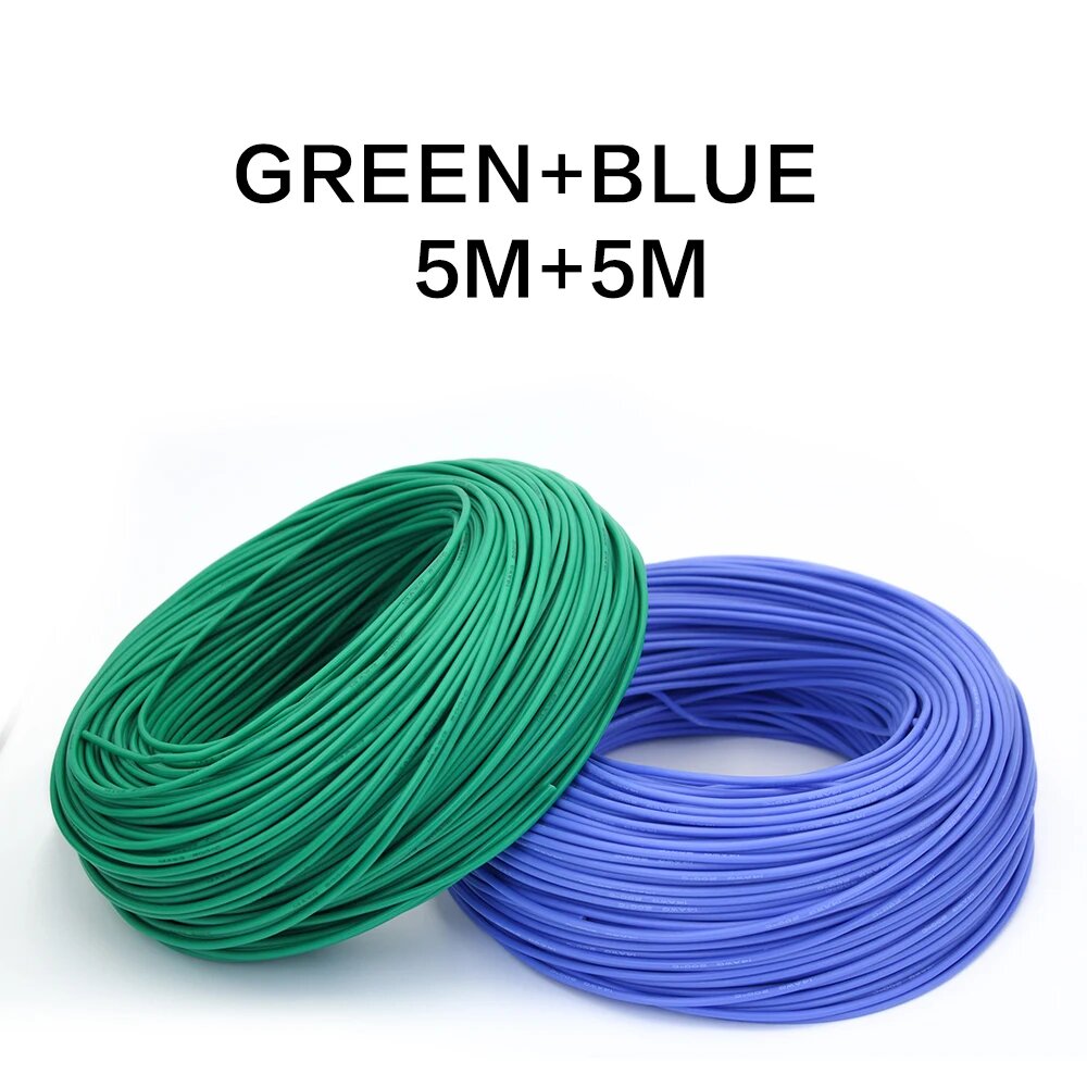 Силиконовый провод Three-phase line 12AWG-22awg 10 метров 24 AWG, Blue Green