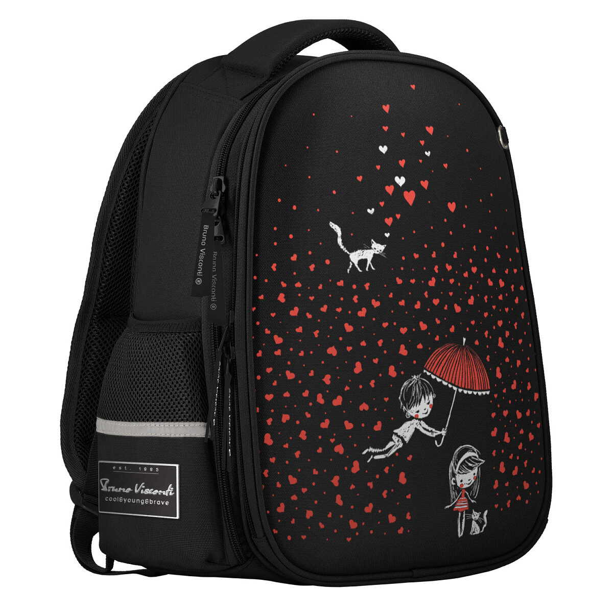 Рюкзак- облегченная капсула Bruno Visconti черный С эргономичной спинкой "романтика"